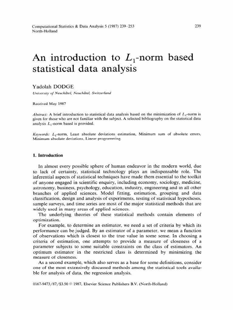 dodge1987_An introduction to L1-norm based statistical data analysis | PDF | Statistics ...