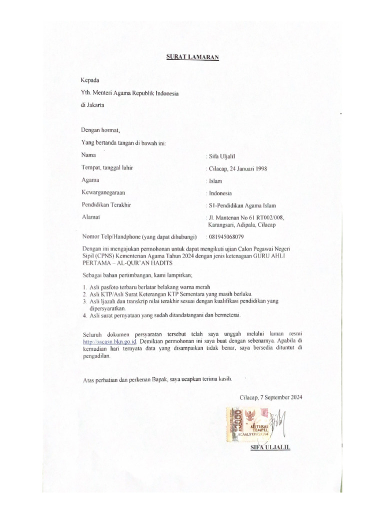 Surat Lamaran-1 | PDF