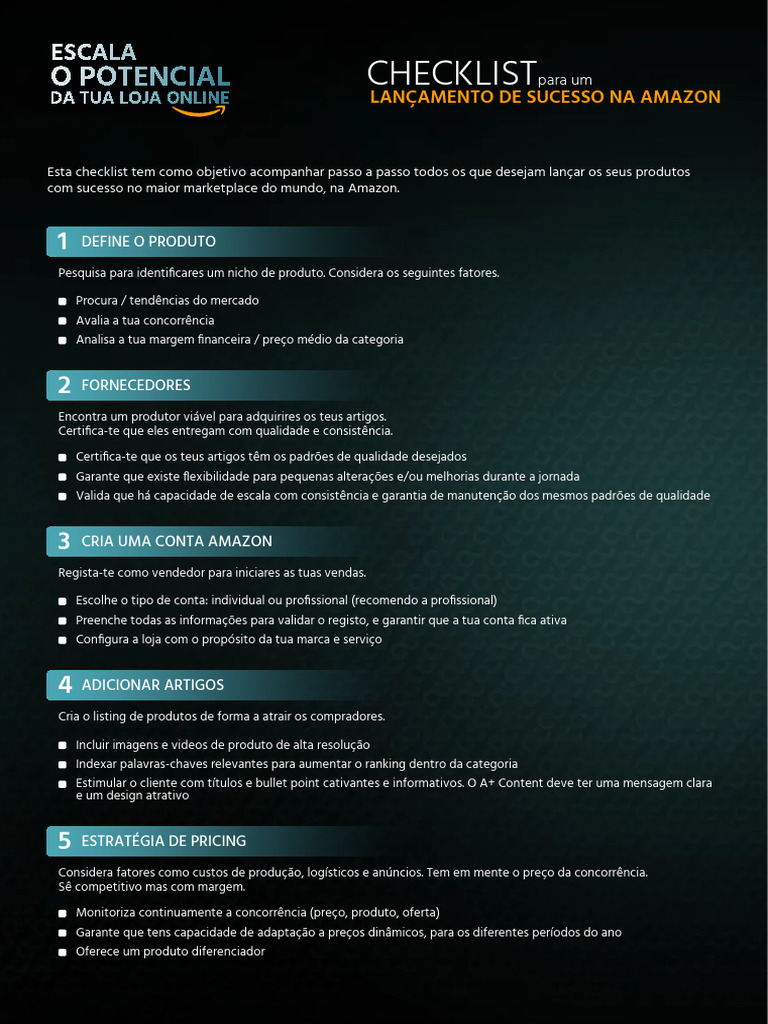 Checklist Lancamento de Sucesso Na Amazon | PDF | Marketing | Logística
