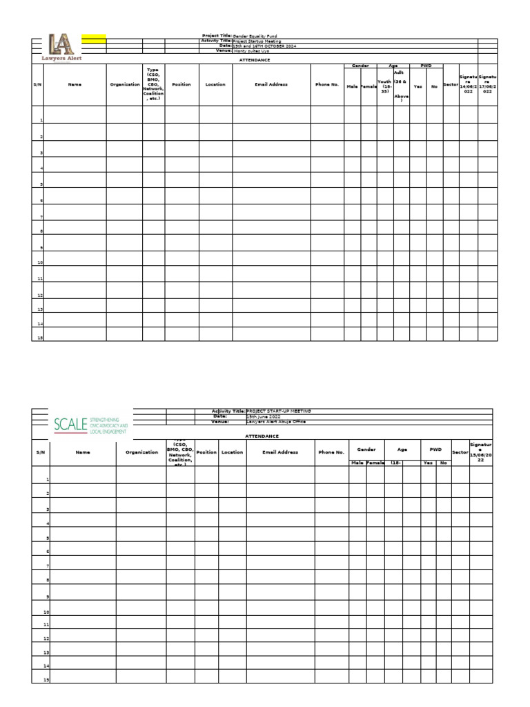 Scale Attendance Sample | PDF