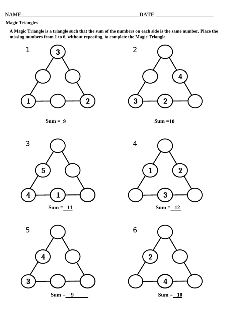 Magic Triangle Puzzle Challenge Pdf