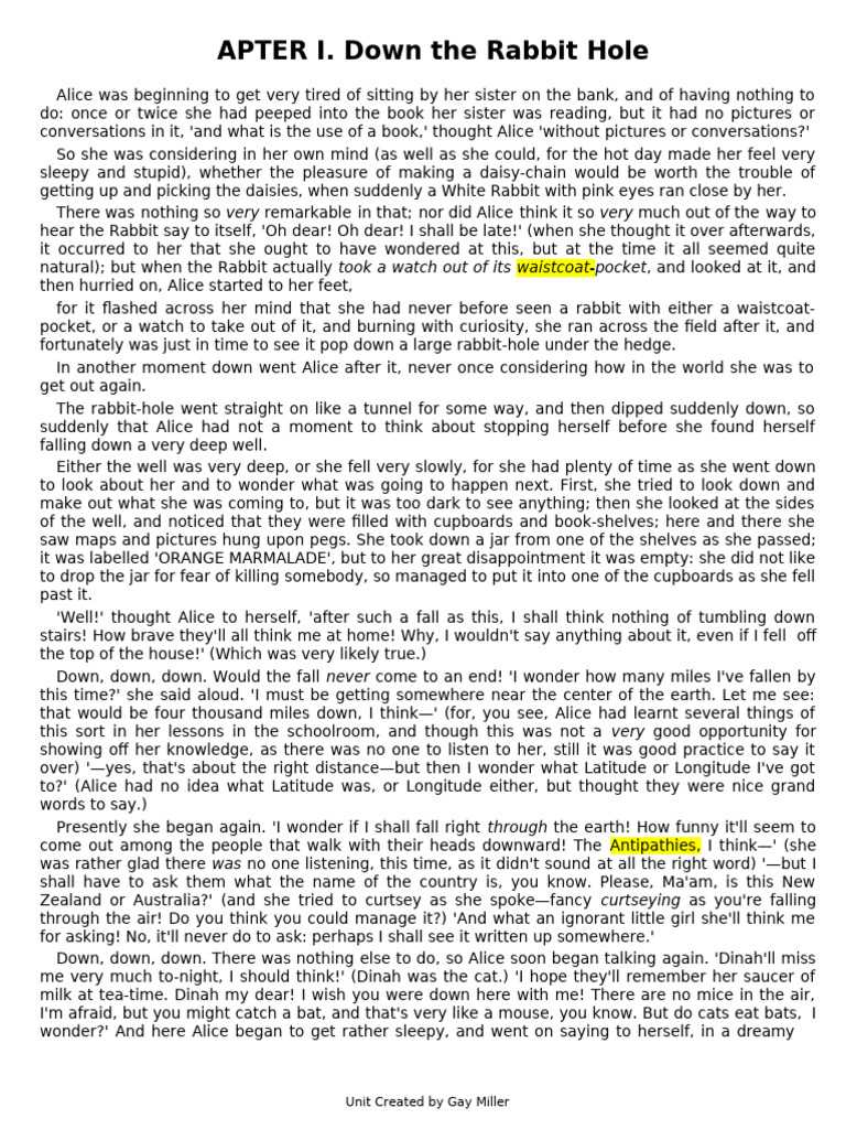 Chapter 1 Alice in Wonderland | PDF | Alice (Alice's Adventures In ...