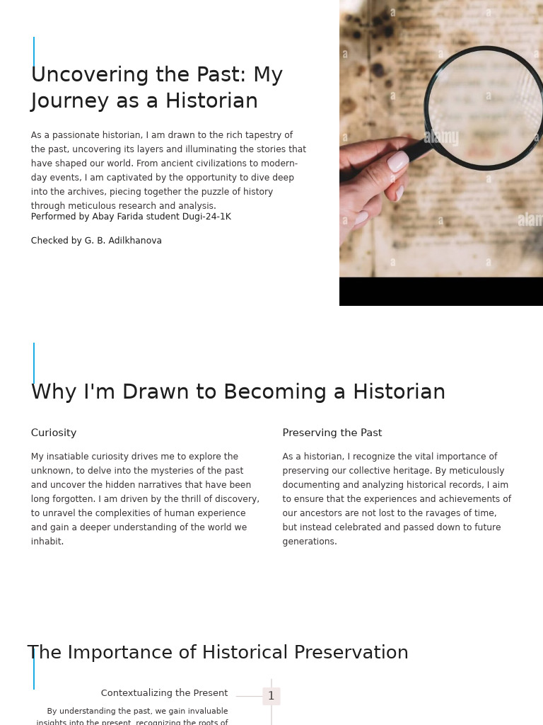 My Journey as a Passionate Historian | PDF | Narrative | Critical Thinking