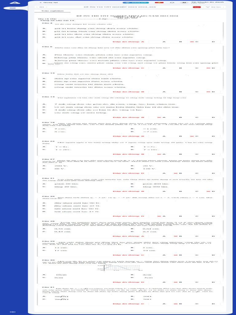 Kết Quả ĐỀ ÔN THI TỐT NGHIỆP 2023 2024 - 305 2 | PDF