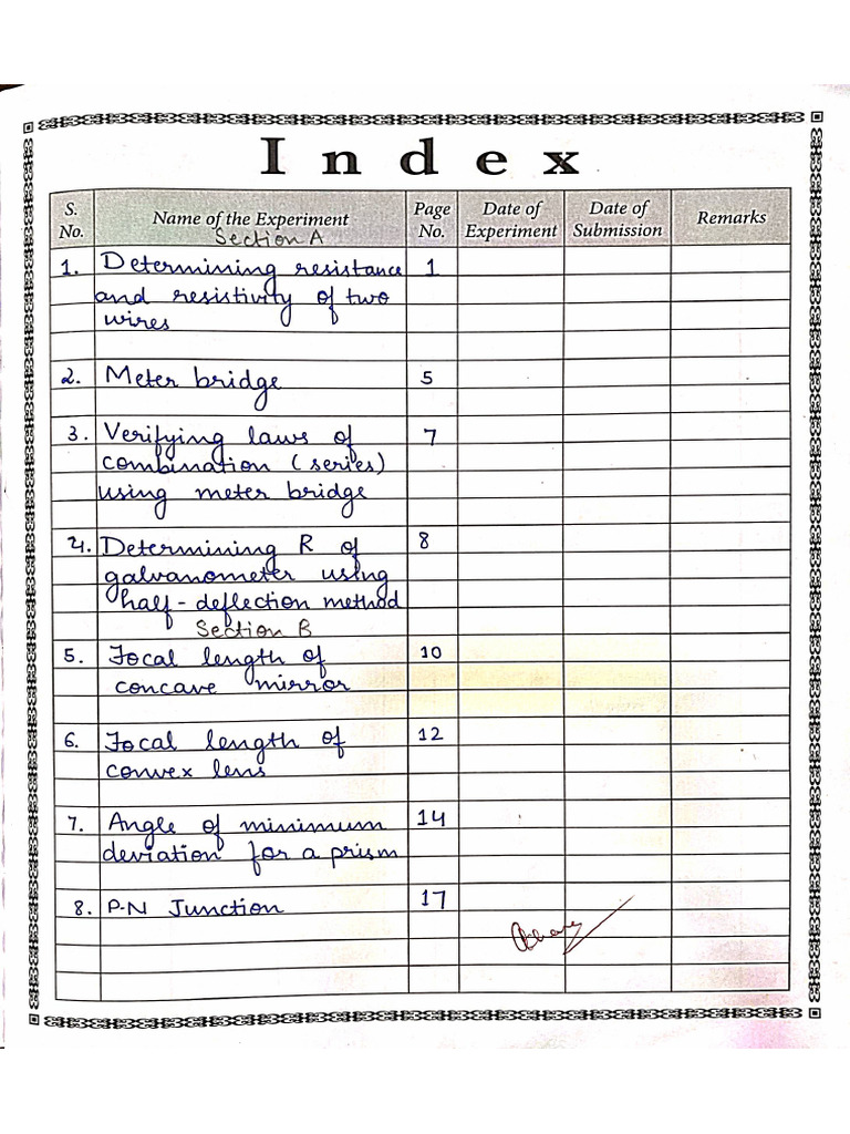Class 12 Physics Experiment File | PDF