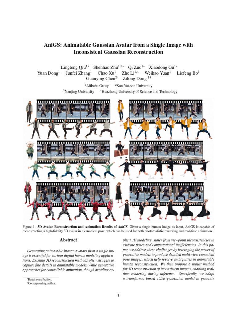 AniGS Single Pic Animatable Avatar | PDF | 3 D Computer Graphics | Normal Distribution