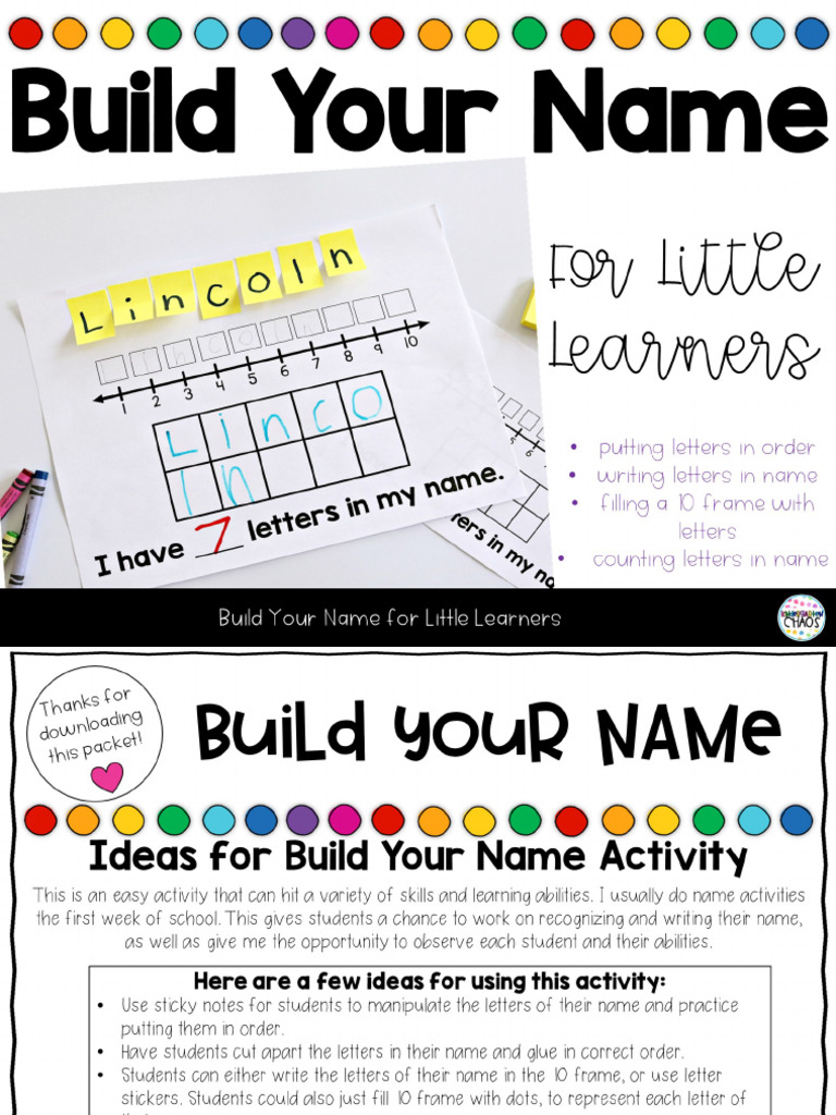 Build Your Name From Kindergarten Chaos 2021 | PDF