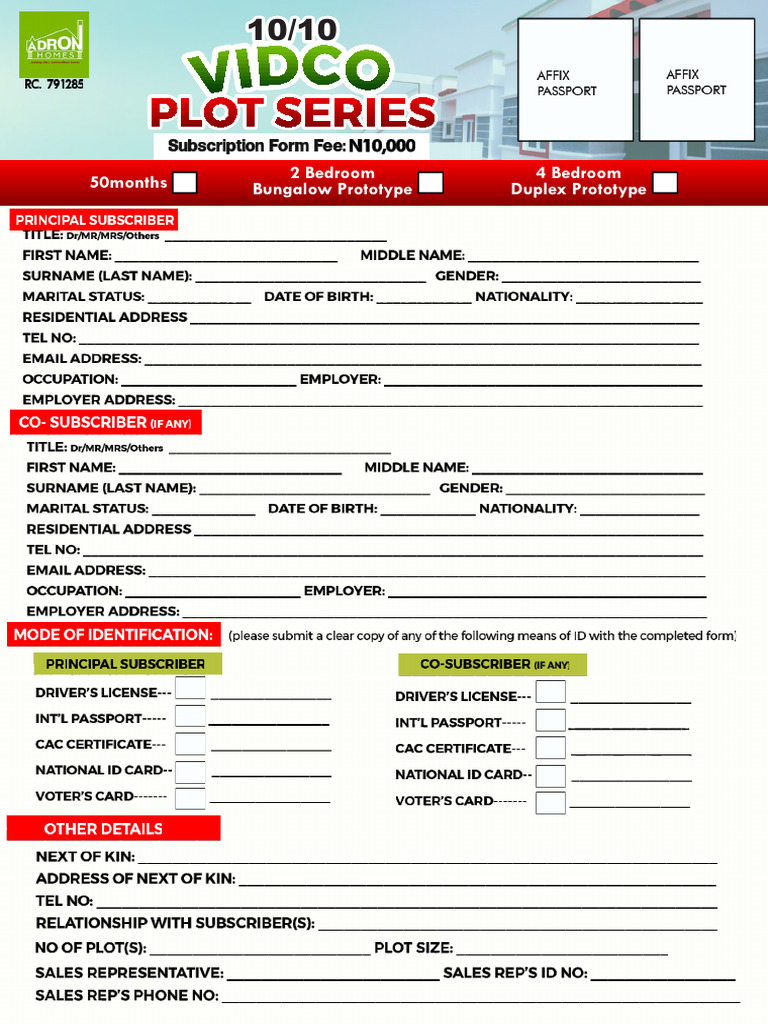1010 VIDCO PLOT SERIES FORM | PDF | Payments | Receipt