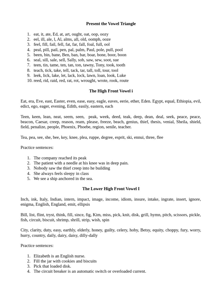 Vowel Triangle | PDF