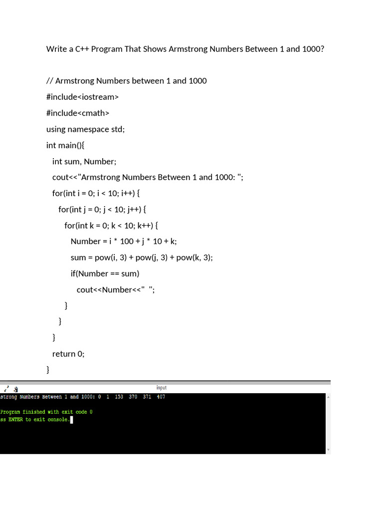Armstrong Numbers | PDF