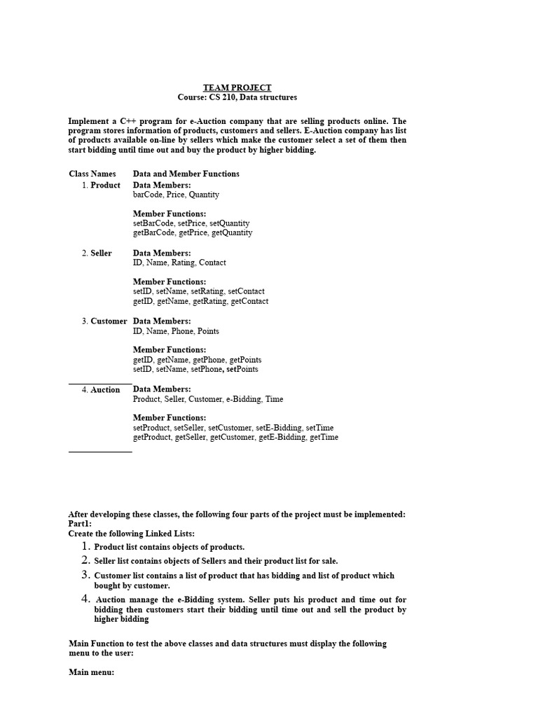 Cs210 Project 442 Docx Pdf Auction Computing