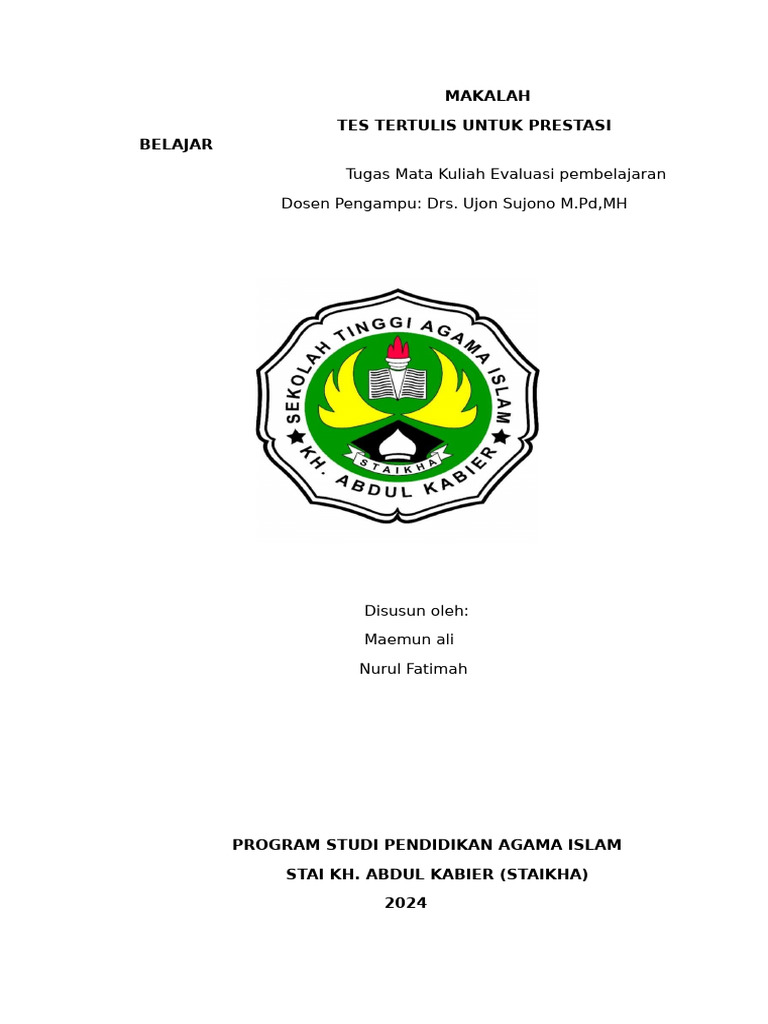 Makalah Evaluasi Pembelajaran | PDF