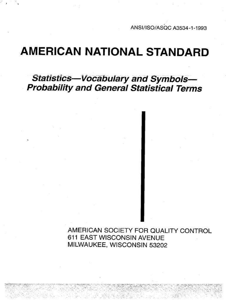 ANSI-ISO-ASQC Vocab and Symbols | PDF