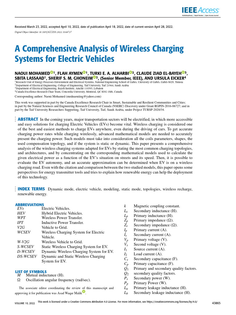 A Comprehensive Analysis of Wireless Charging Systems For Electric Vehicles | PDF | Inductor ...