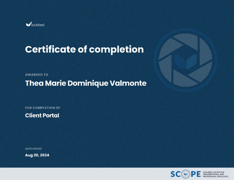 Certificate For Client Portal Pdf