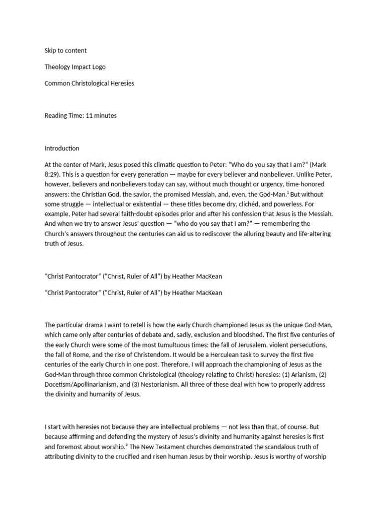 common Christology heresies | PDF | Christology | Jesus