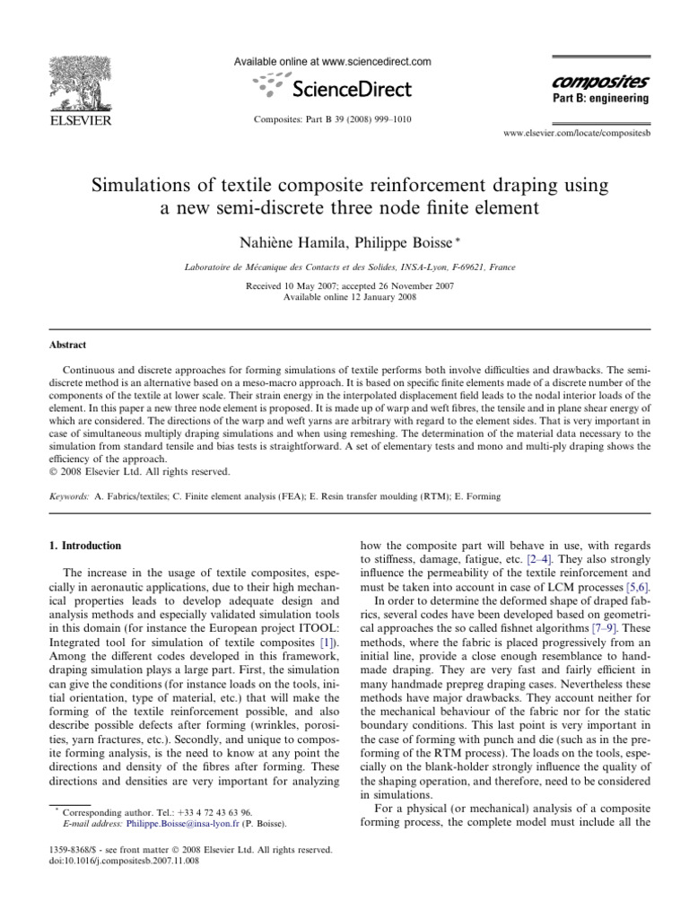 Hamila N., Simulations of Textile Composite Reinforcement Draping Using A New Semi-Discrete ...
