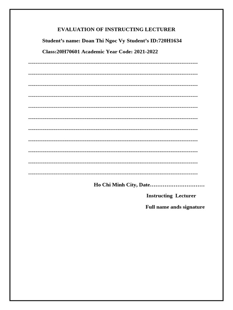 Evaluation of Instructing Lecturer | PDF