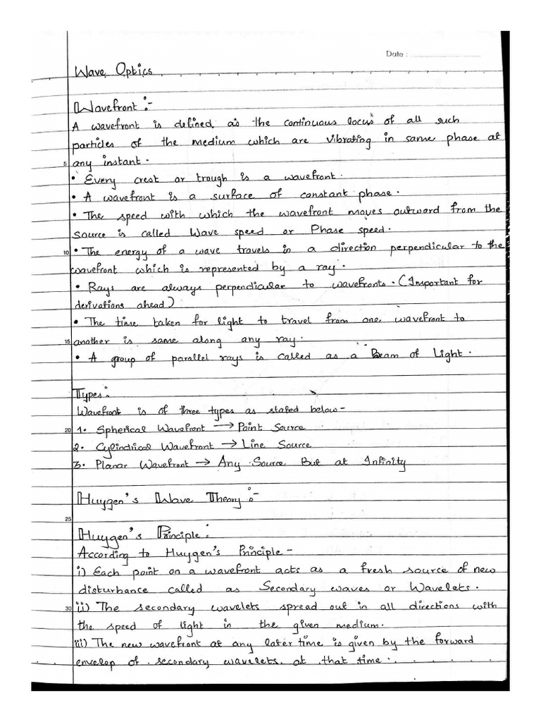 Wave Optics Till Interference Pdf