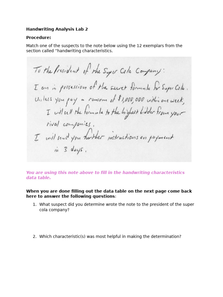 Handwriting Analysis Assignment | PDF