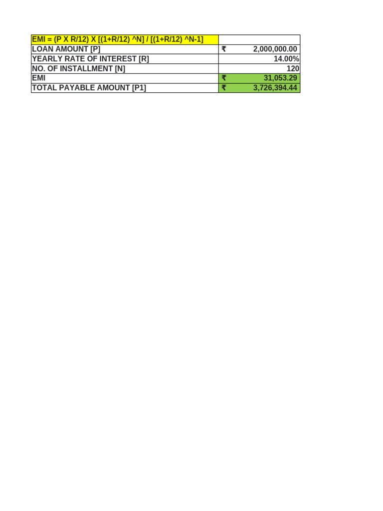 EMI Calculator Excelabcd | PDF