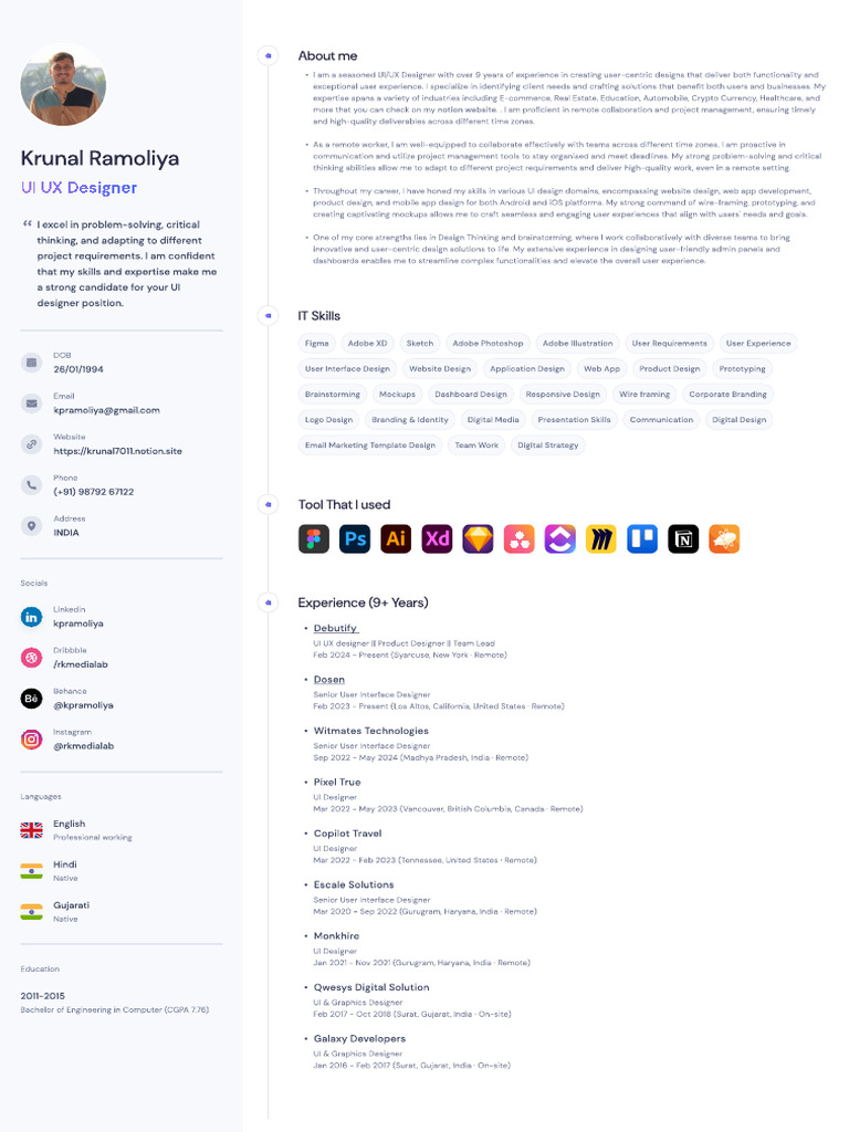 Krunal Ramoliya (UI Designer) | PDF | Computing | Design