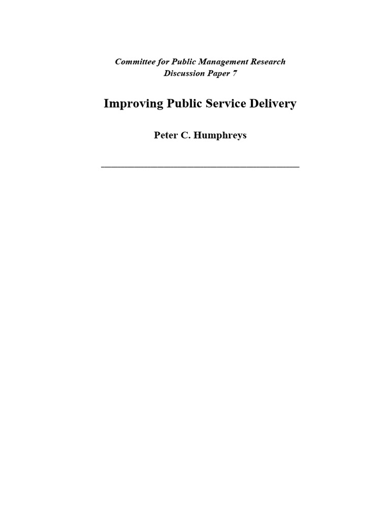 Enhancing Public Service Delivery | PDF | Consumerism | Customer