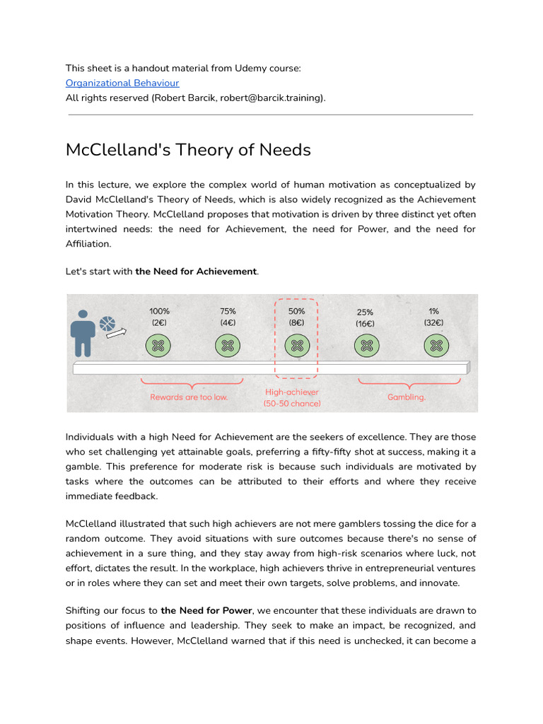 McClelland's Theory of Needs | PDF | Motivational | Motivation