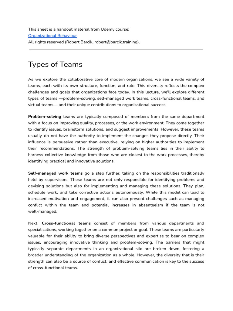 Types+of+Teams | PDF | Social Psychology | Cognition
