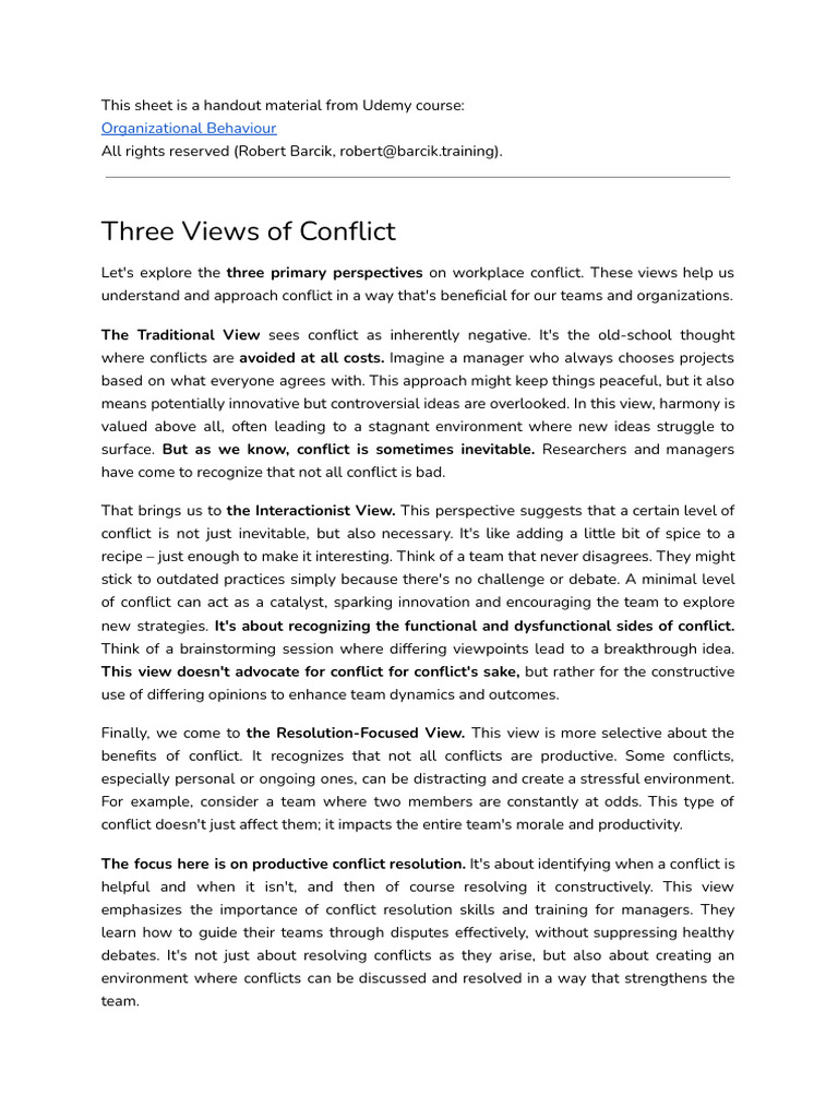 Three+Views+of+Conflict | PDF | Conflict Resolution | Social Psychology