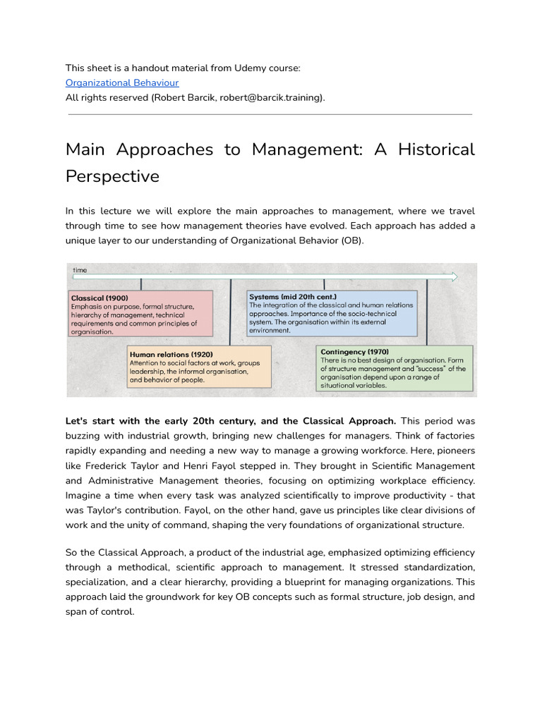 Evolution of Management Approaches | PDF | Leadership | Organizational ...