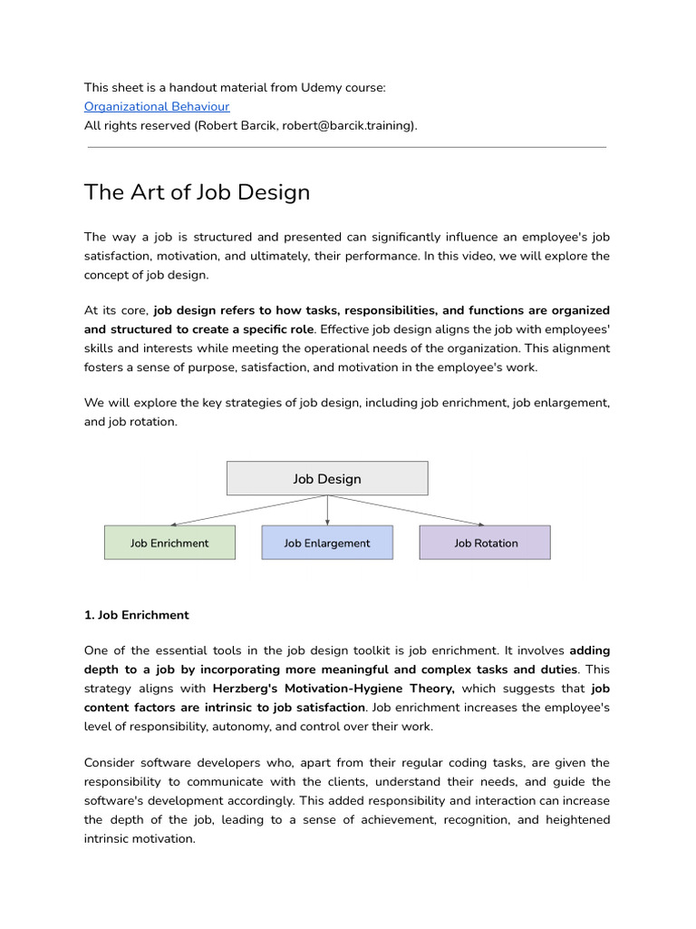 The+Art+of+Job+Design | PDF | Motivation | Motivational