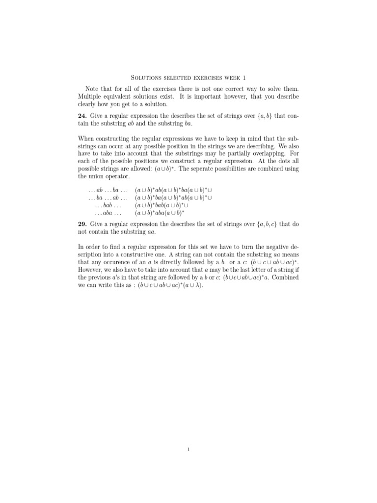 Regular Expressions Solutions Week 1 | PDF
