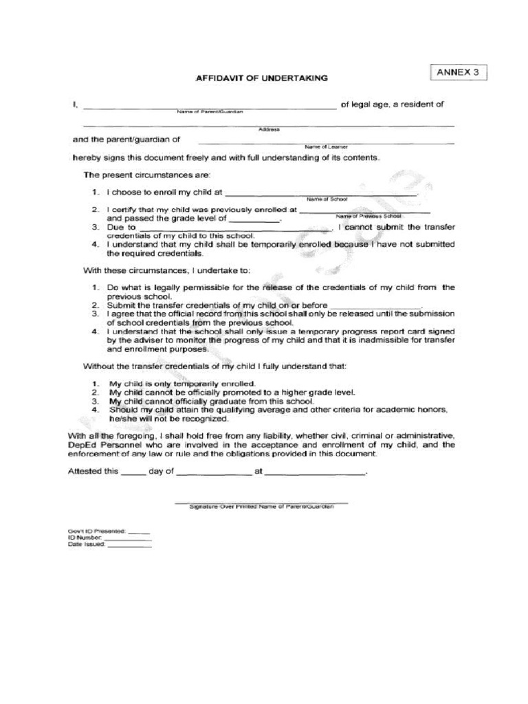 Certificate of Undertaking | PDF