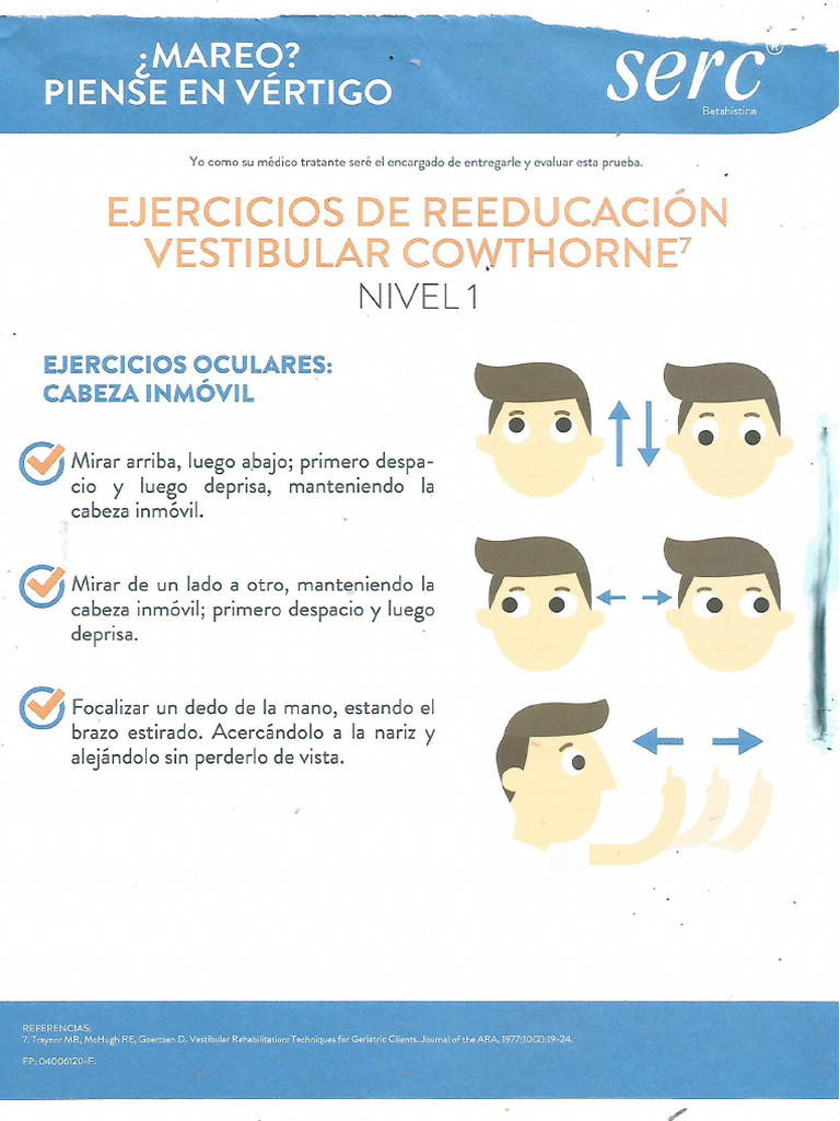Ejercicios de Reeducacion Vestibular | PDF