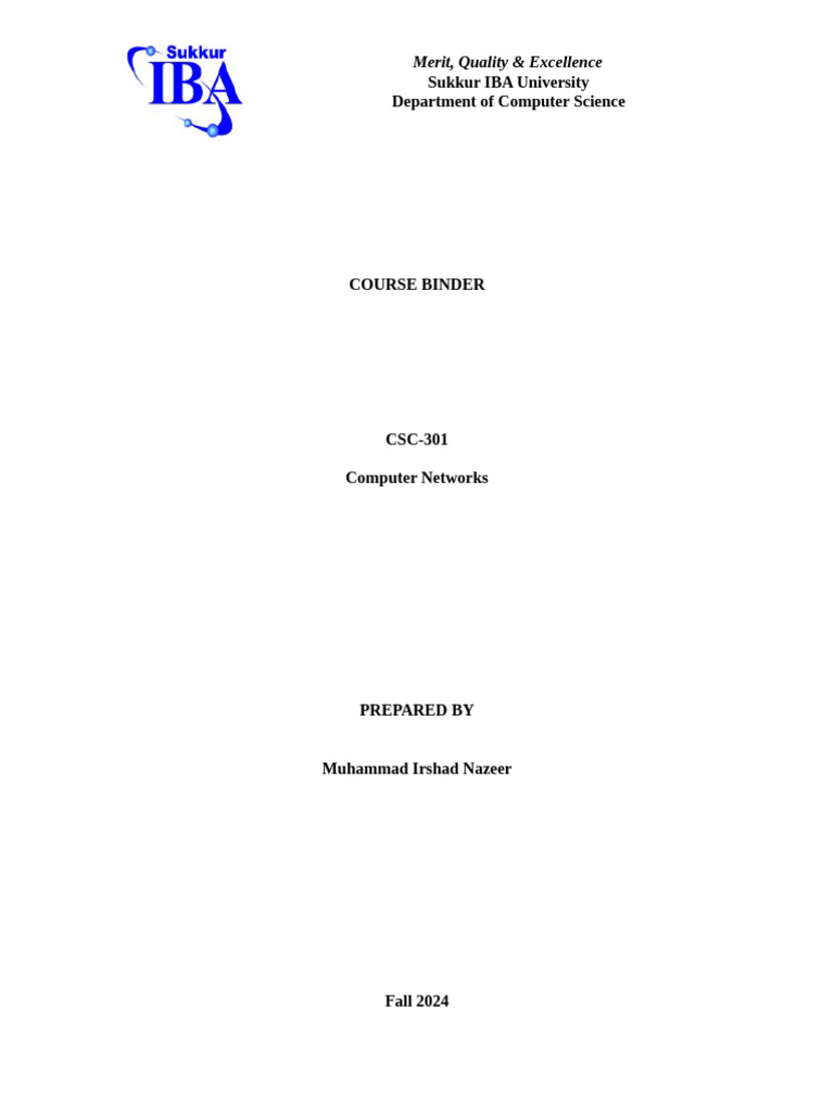 Syllabus Computer Networks Fall 2024 | PDF | Computer Network ...