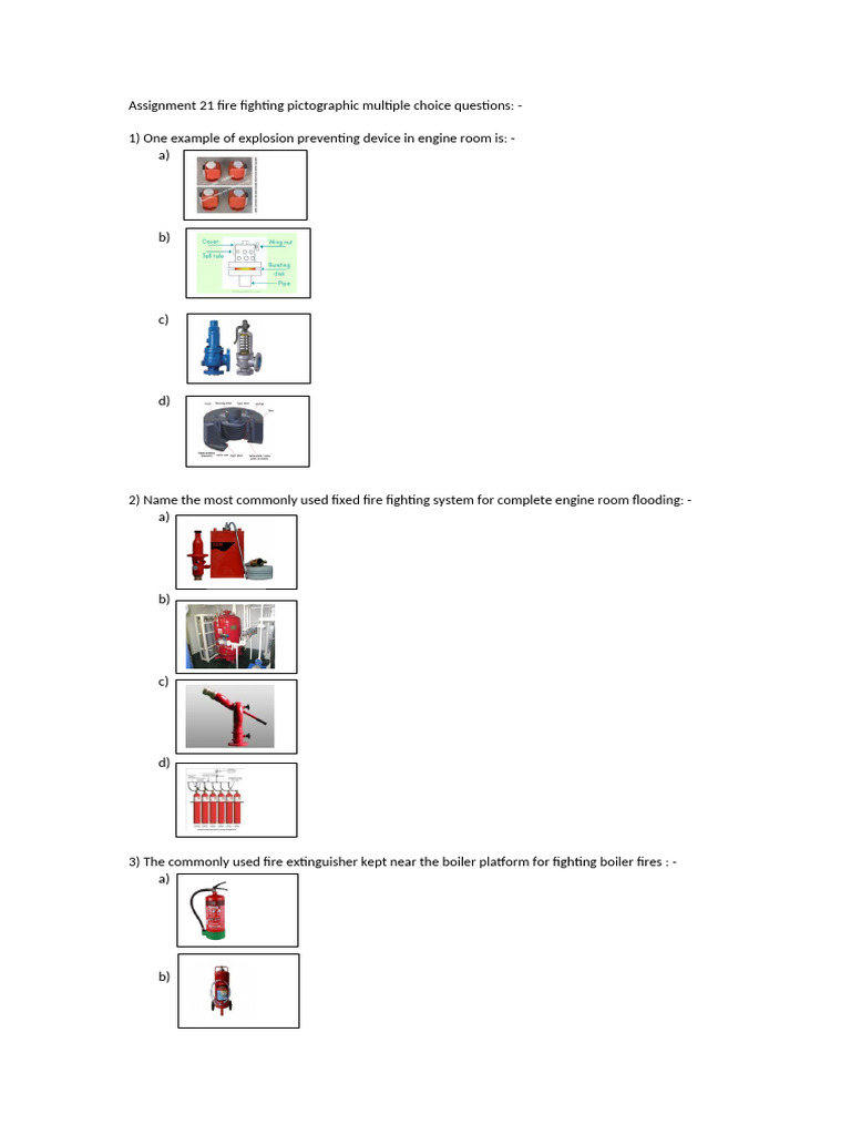 Assignment 21 Fire Fighting Pictographic Mutiple C | PDF