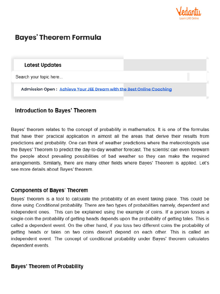 Bayes' Theorem Formula | PDF