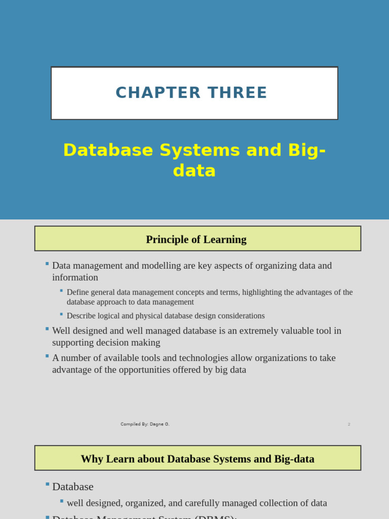 Chapter 3 DB and Big-Data | PDF | Databases | Relational Database