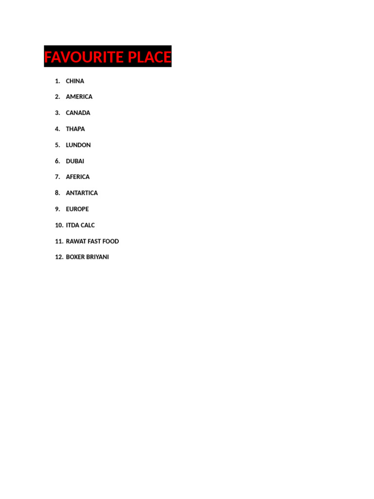 Favourite Place | PDF