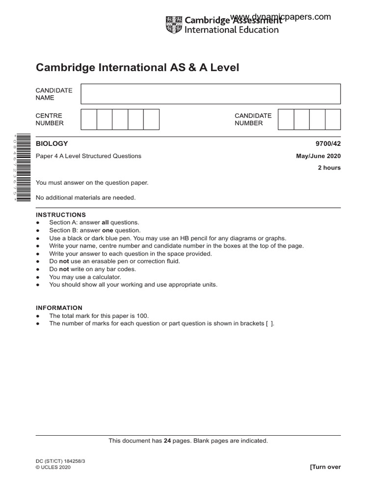 Cambridge International AS & A Level: BIOLOGY 9700/42 | PDF | Promoter ...