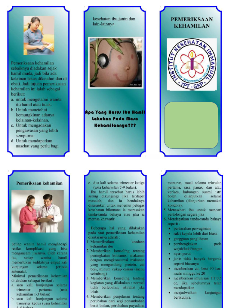 leaflet pemeriksaan kehamilan | PDF