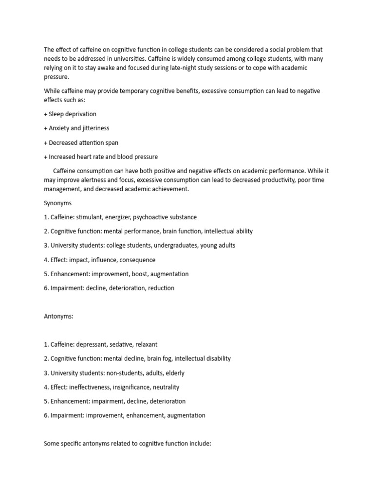 Caffeine's Impact on College Students' Cognition | PDF | Caffeine | Sleep