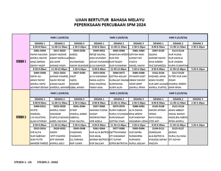 Jadual Ujian Bertutur BM | PDF