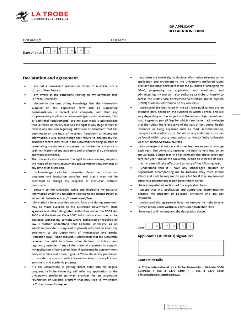 la trobe declaration | PDF | University