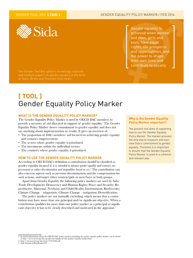 Gender Equality Policy Marker Guide | PDF | Gender Equality | Gender ...