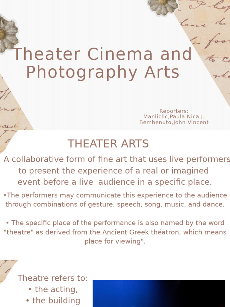 Theater Cinema and Photography Arts | PDF | Theatre | The Arts