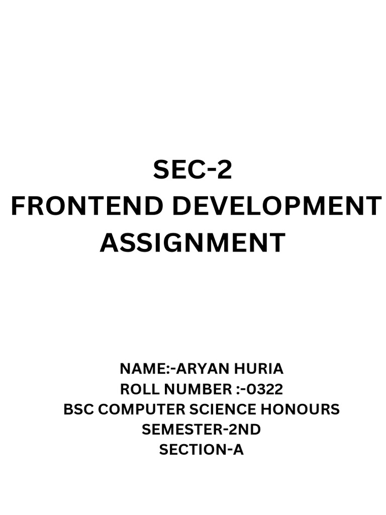 SEC-2 FRONTEND DEVELOPMENT ASSIGNMENT Du | PDF
