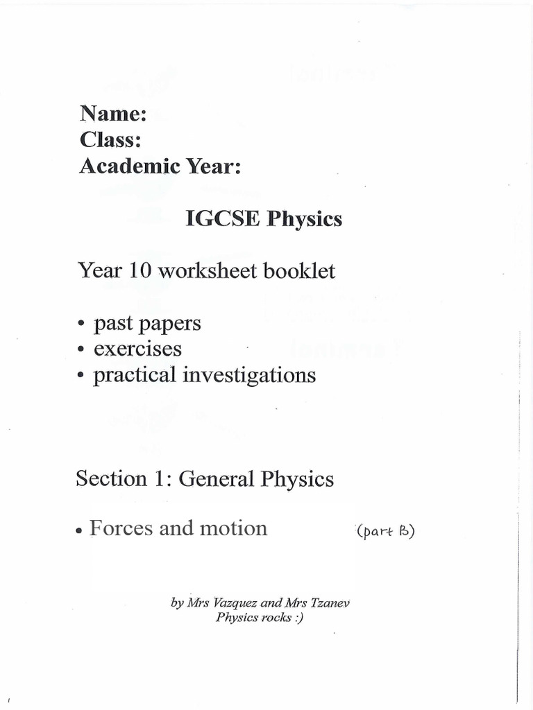Forces & Motion Booklet | PDF | Force | Weight
