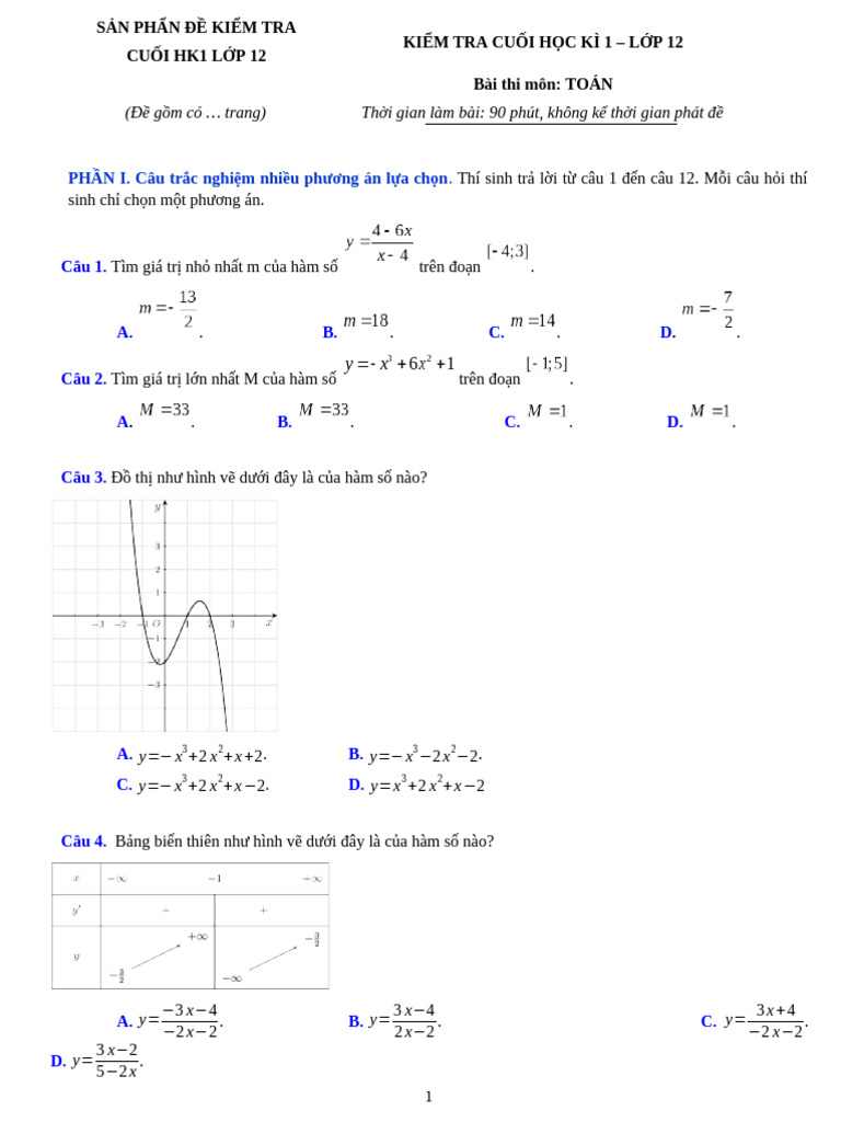 CK1. Toan12. THPT Phú Hòa.124 | PDF